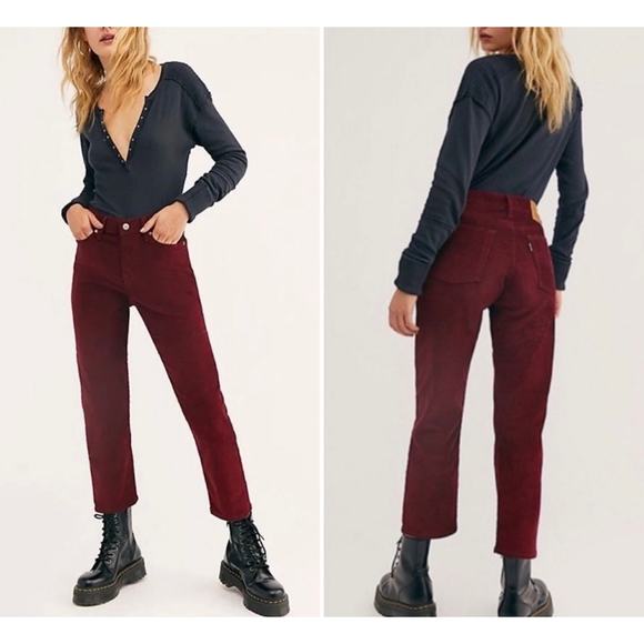 Levi's | Jeans | Levis Premium Wedgie Fit Straight Corduroy Jeans In Deep Red Size 3 | Poshmark